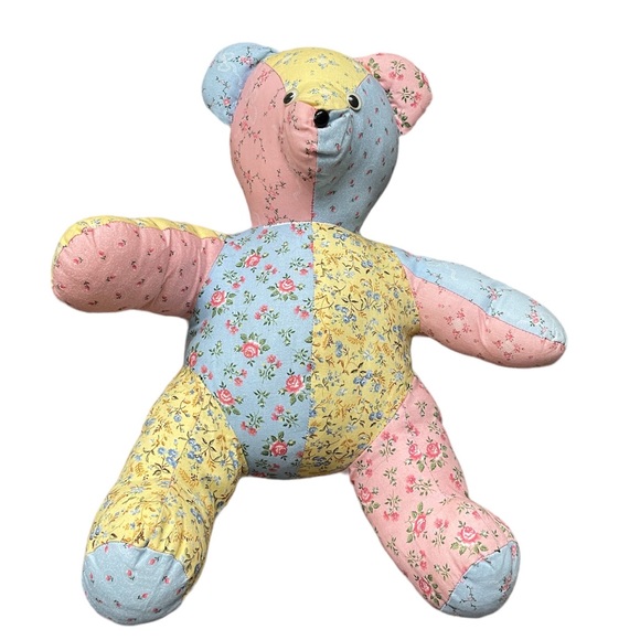 Toys | Vintage Patchwork Quilted Pastel Stuffed Teddy Bear Animal Toy ...